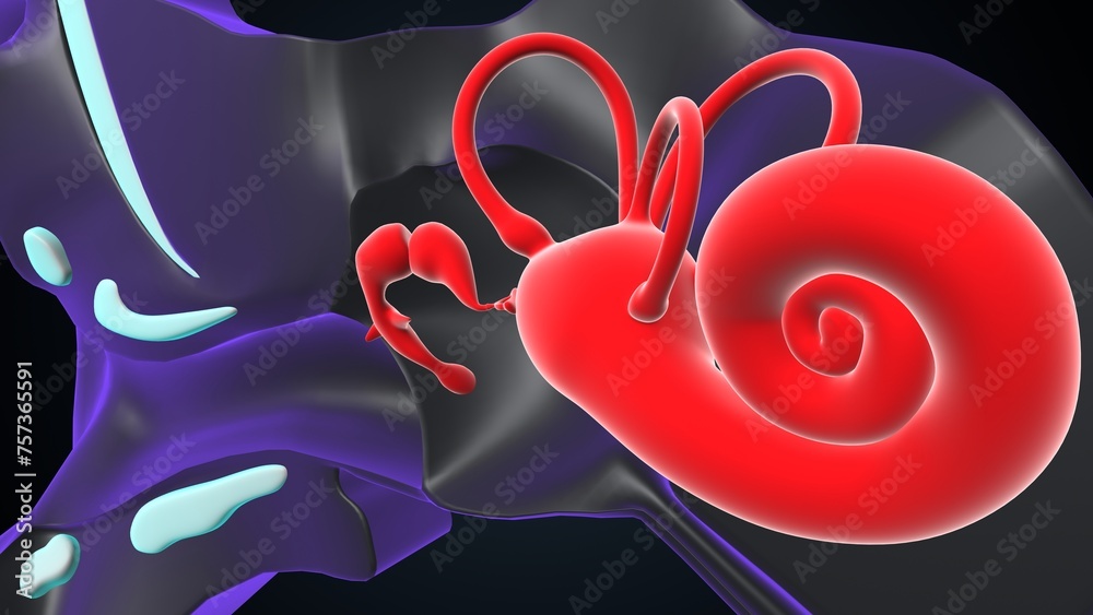 3D illustration of human body inner ear anatomy. Stock Illustration ...