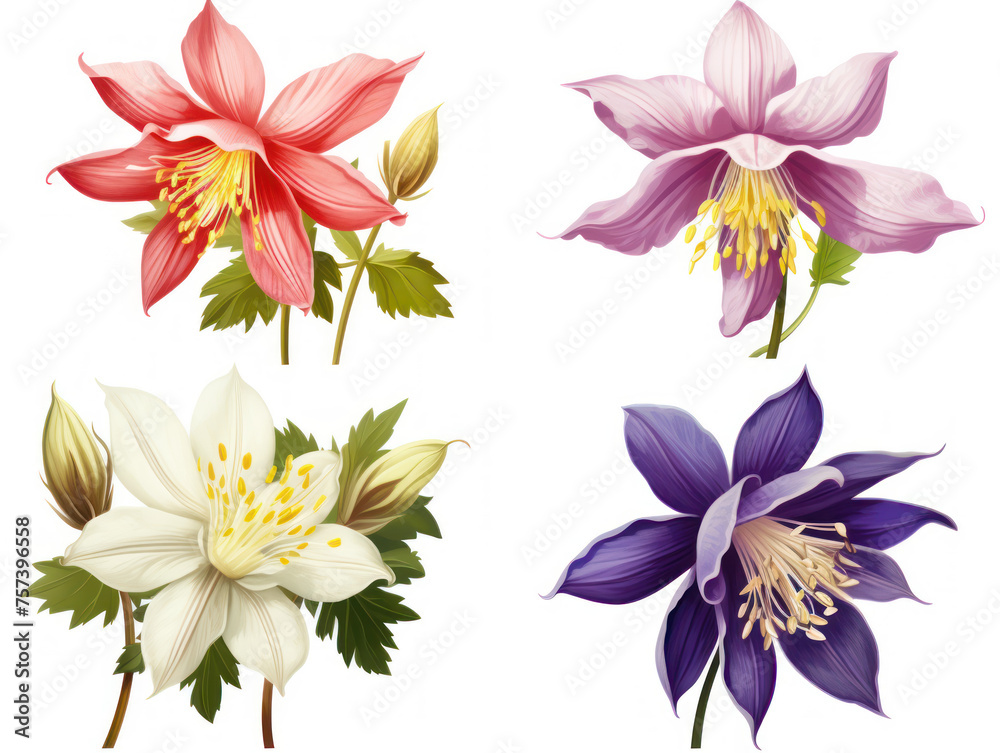 columbine collection set isolated on transparent background ...