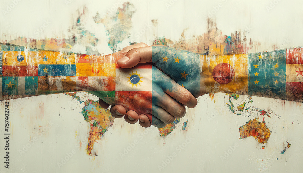Poster Hands Painted in Vibrant Colors of World Flags Representing ...