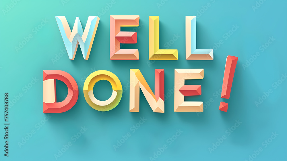 “Well Done!” Celebration Message - colorful, three-dimensional letters ...