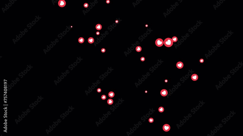 Social media emojis of hearts animation exploding on transparent ...