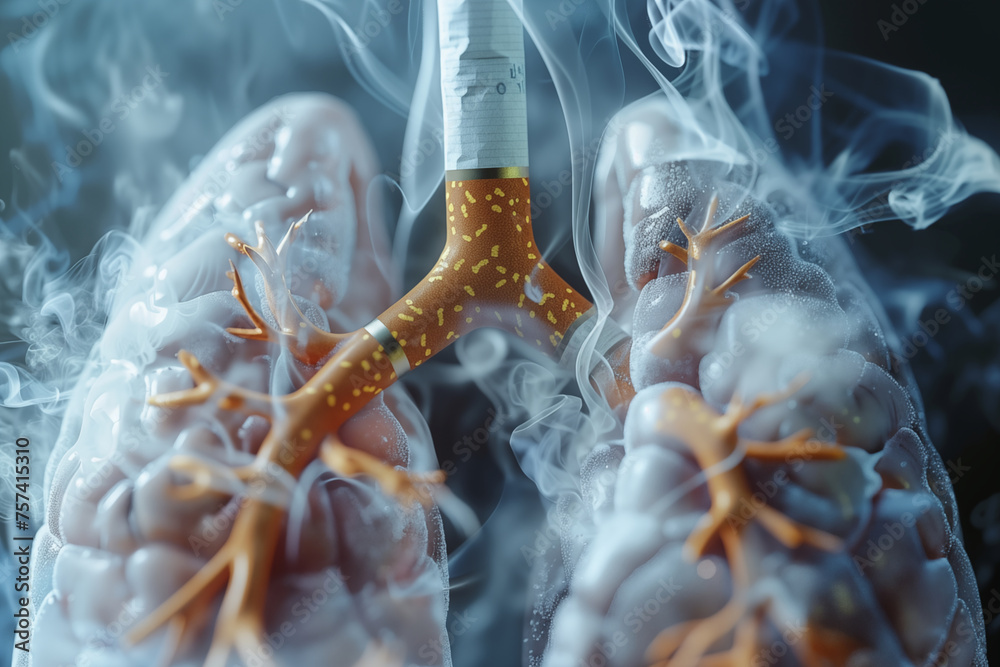 Cigarette as bronchi, powerful illustration of smoking's lung damage ...
