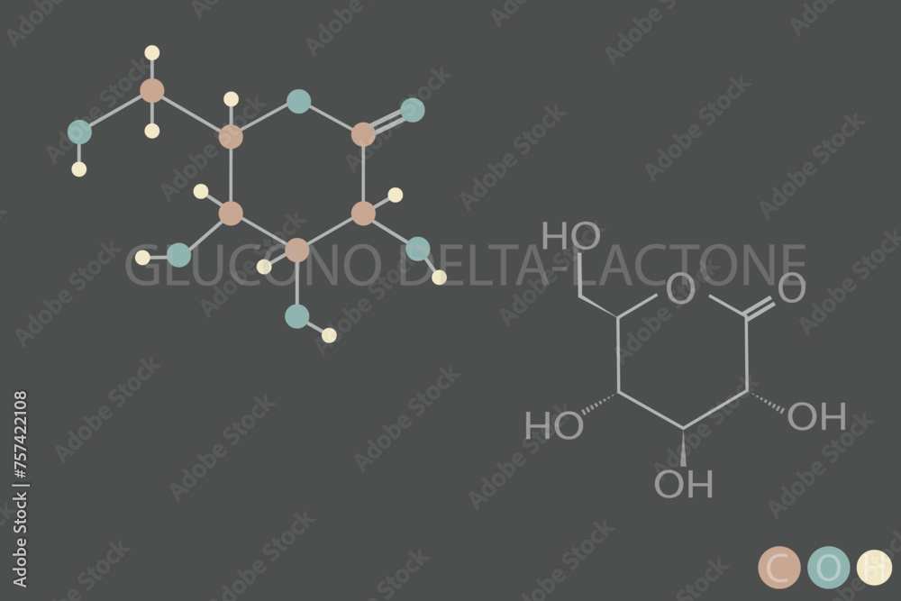 glucono delta lactone molecular skeletal chemical formula Stock Vector ...