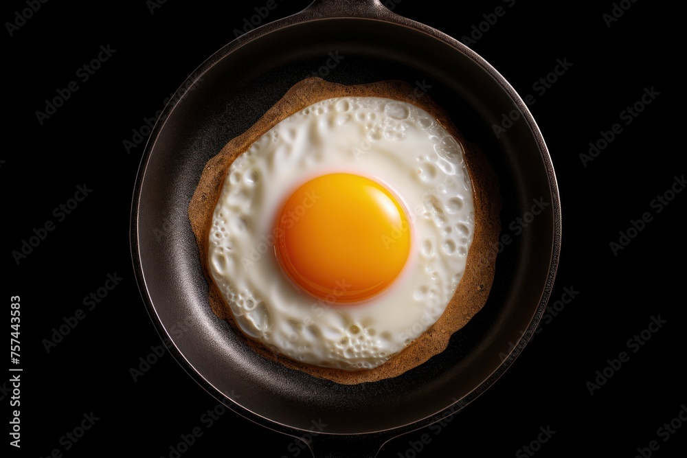 fried egg whites, beautiful, no burn marks, served on an iron pan, hot ...