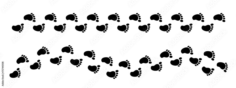 Human footprints line. Bare footprints set. Vector clipart. Stock ...