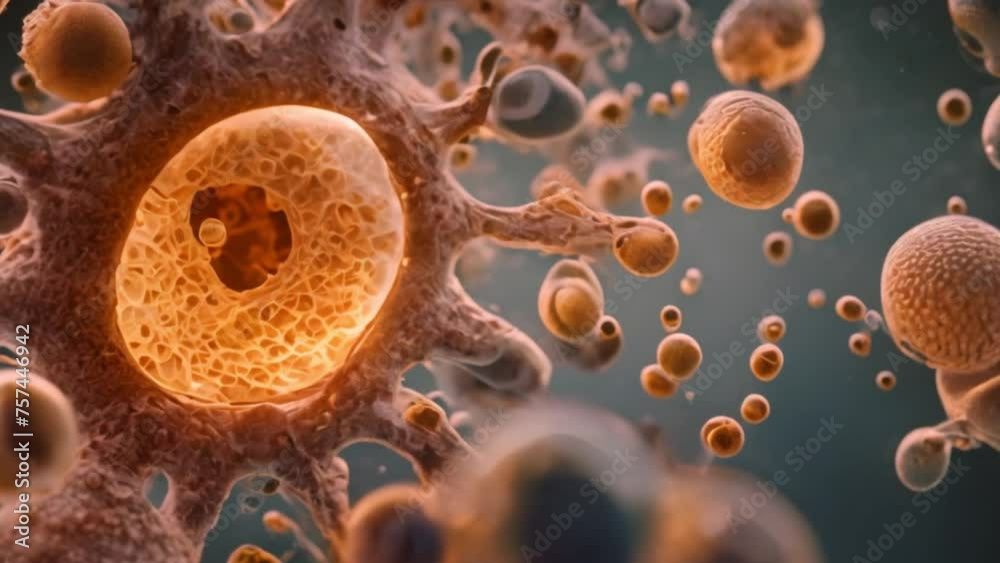 Molecule, a microscopic life. A detailed illustration of cells ...