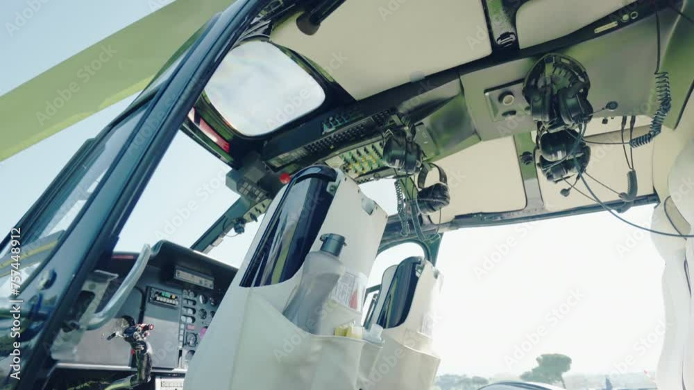 Control panel with different command buttons and joysticks for ...