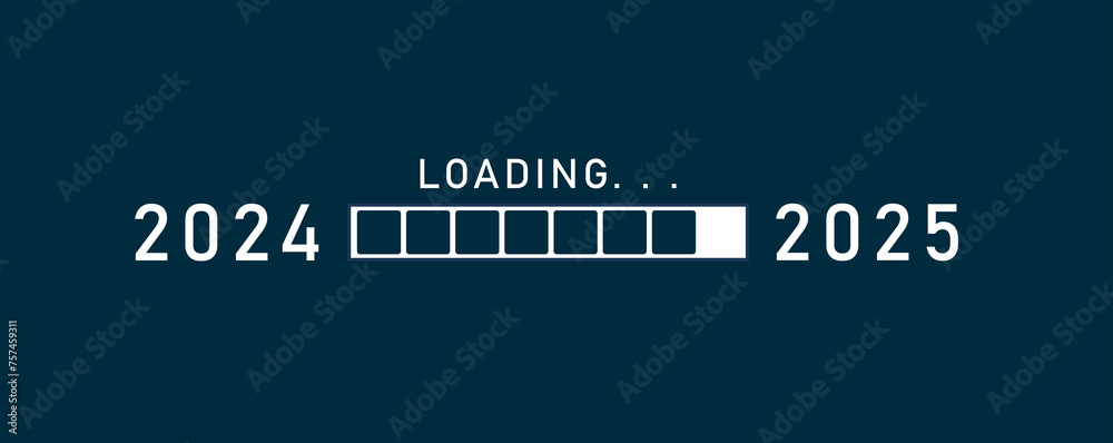 2025 countdown concept. Loading bar of 2024 to 2025. The loading bar ...