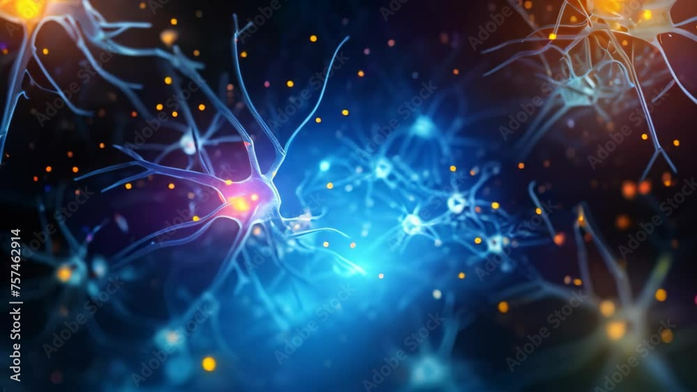3d illustration of neuron cell with neurons and nervous system, abstract background, Neurons and ...