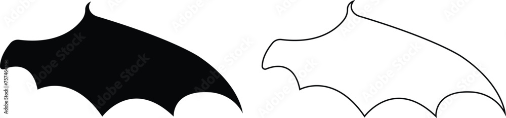 dragon wing silhouettes icons set. dragon wings flat and line vector ...