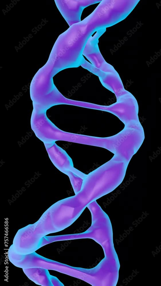 DNA molecules animation on a black background . Biotechnology ...