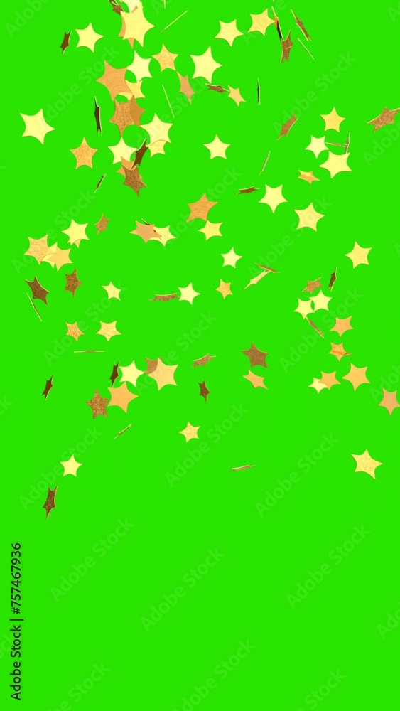 Falling gold stars on a chroma-key background. 3D rendering of ...