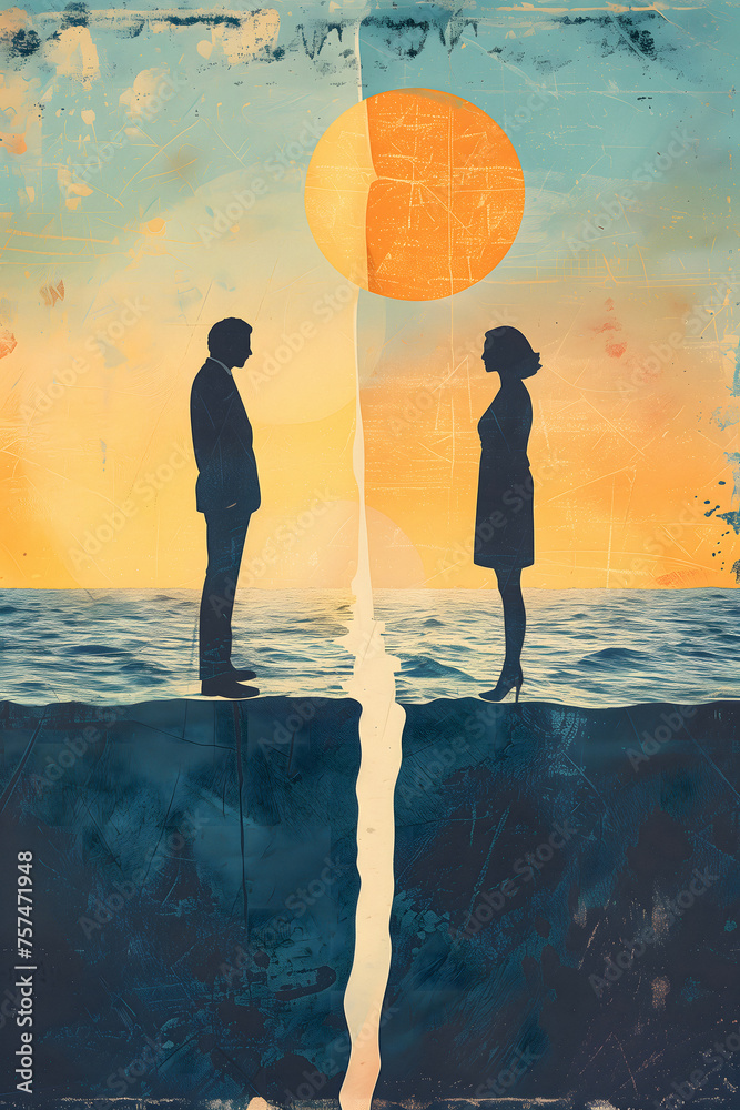 Split Separate Family, Love Break Up And Divorce Abstract Illustration ...