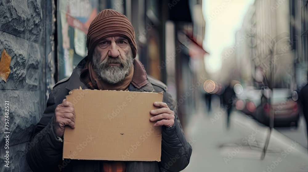 Silent plea: Witness a rough-looking man adorned in a blank sandwich ...