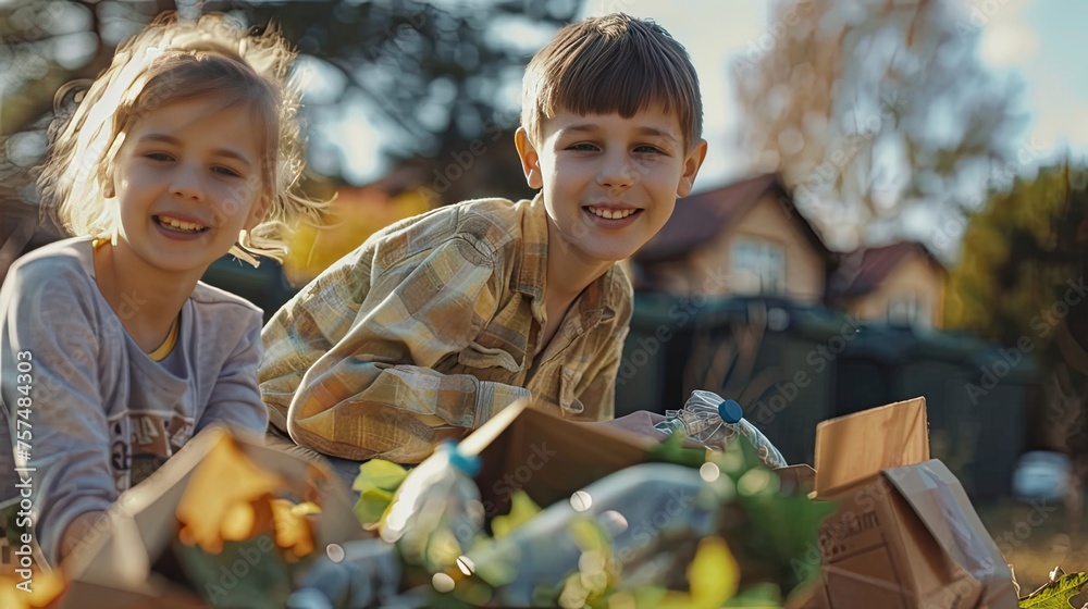 Eco-friendly teamwork: Join a family effort in recycling paper, plastic ...