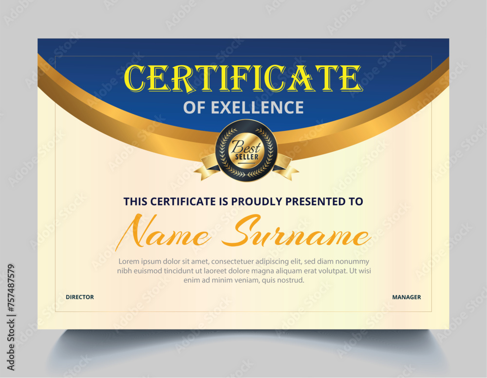 Vector Certificate template Design Stock Vector | Adobe Stock
