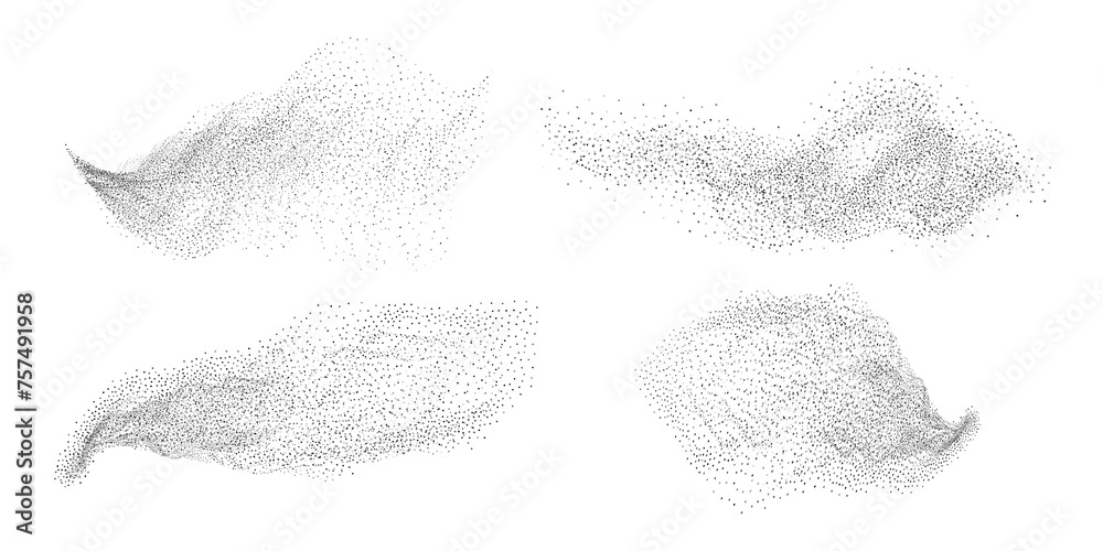 Collection of shapes featuring noise grain texture stains, black and ...