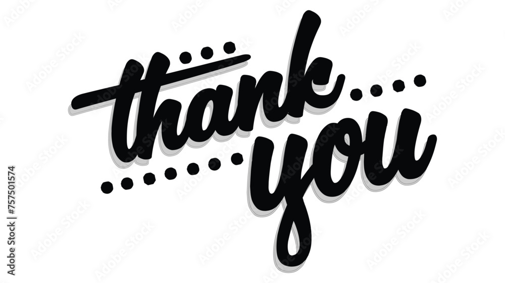 Thank you card, text or lettering. Vector script and handwritten ...