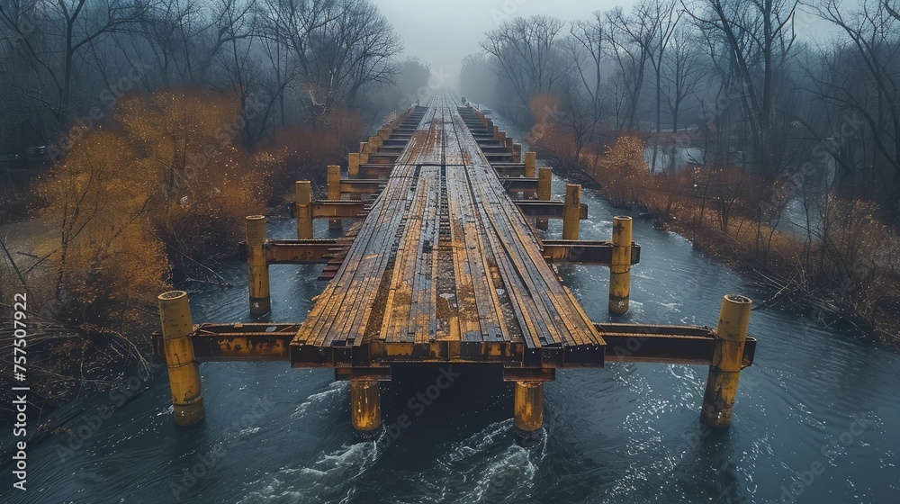 Building a bridge across a river showcases vital infrastructure ...