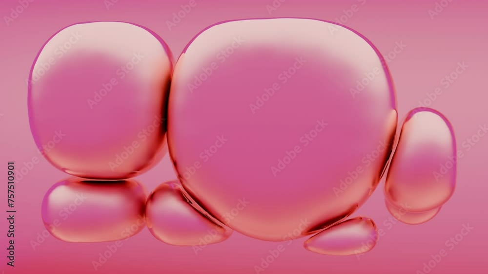 3D rendering of inflating pink metallic balloons struggling to fit in a ...