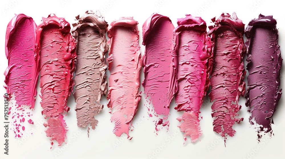 lipstick strokes with creamy texture. Colors range from a lighter ...