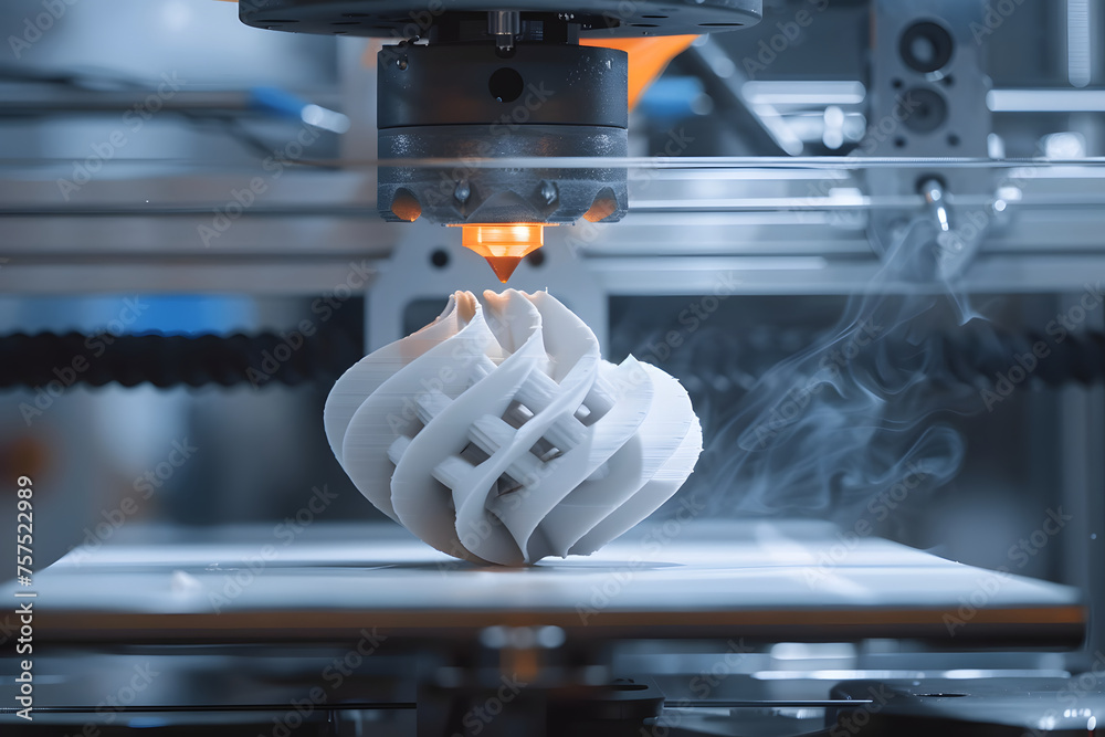 A 3d Printer Creating Intricate Objects Layer By Layer Illustrating