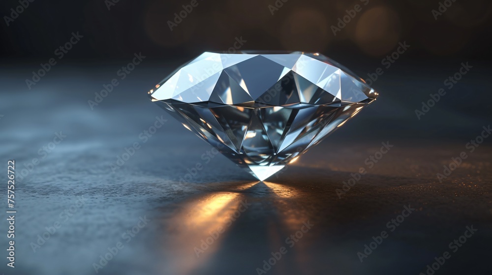 This is a stunningly beautiful image of a diamond. The diamond is set ...