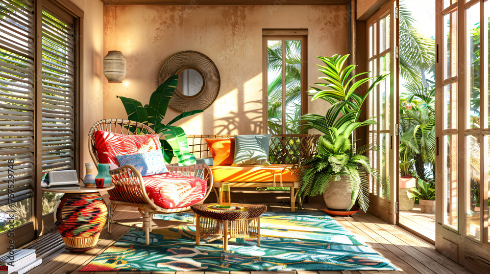 Tropical Paradise: a tropical oasis with vibrant colors, exotic ...