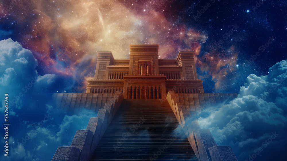 Solomon’s Temple, depicted as a grand cosmic structure, representing ...