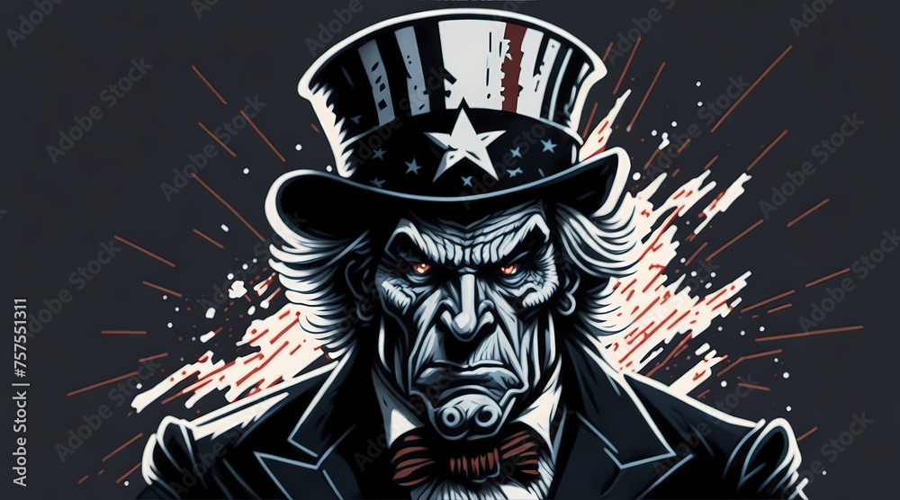 Uncle Sam angry political cartoon Created With Generative Ai Stock ...
