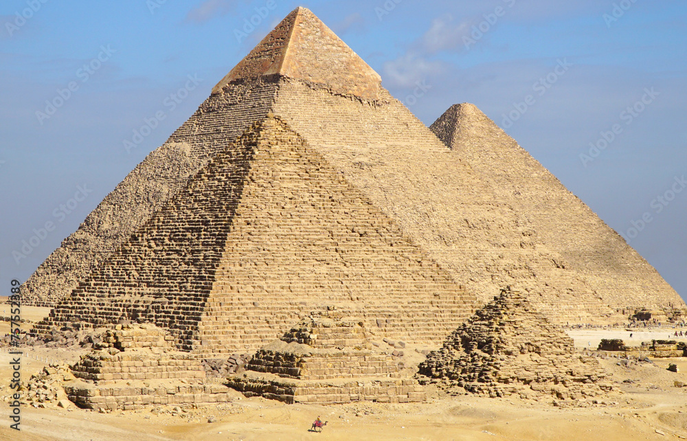 Giza Pyramid Complex. Giza Necropolis in Cairo Egypt. Khufu (Cheops or ...