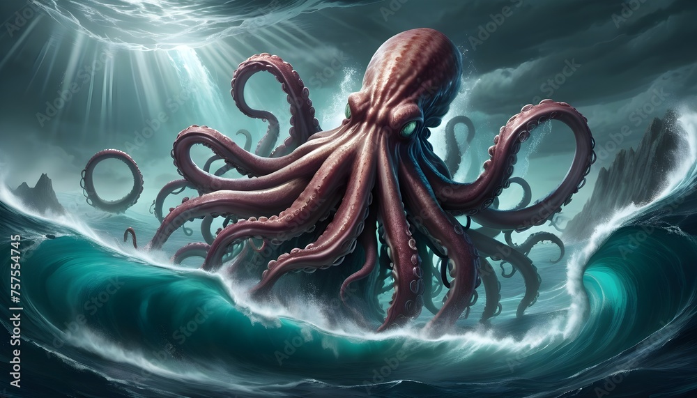 A thrilling image of the Sea Monster rising from the depths of the ...