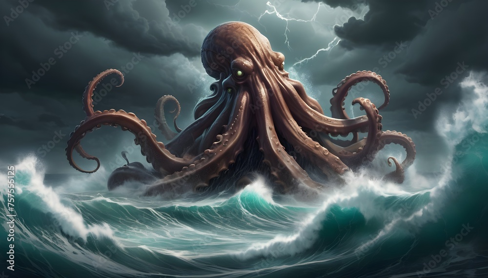 A thrilling image of the Sea Monster rising from the depths of the ...