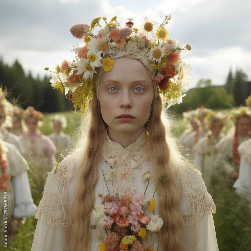 Spirit forest forest mermaid dryads young girl Slavs national costumes ...