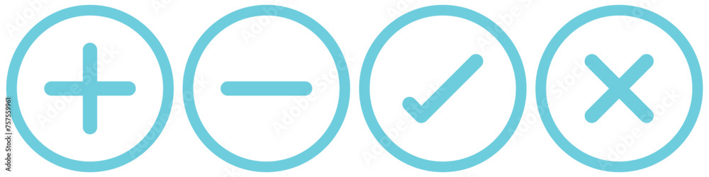 collection of plus and minus icons, Round plus sign and minus sign icon ...