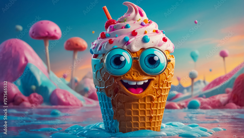 cartoon cute ice cream dessert Stock Photo | Adobe Stock