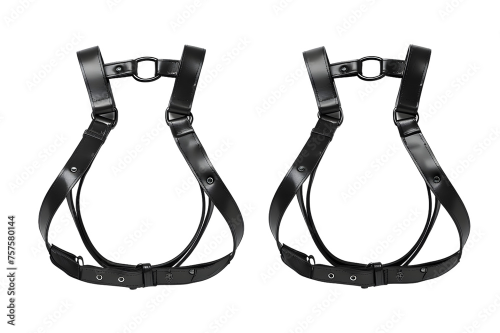 Front and back view of a sleek black leather harness template. Edgy ...
