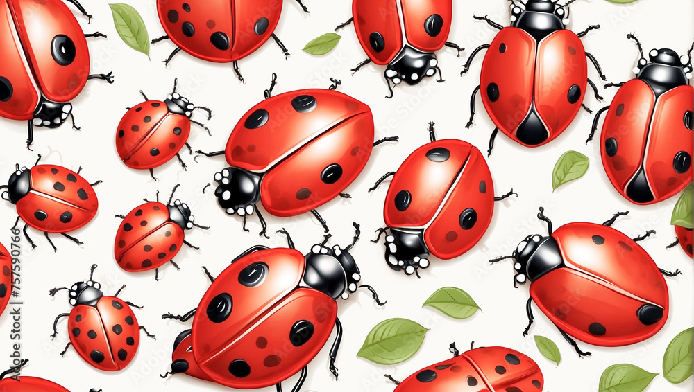 Illustrated background of ladybugs of different sizes. Concept of ...