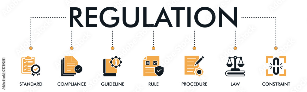 Regulation banner web icon vector illustration concept with icons of ...