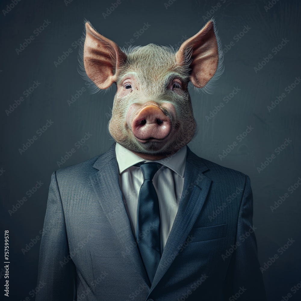 Pig in a Business Suit, Animal Businessman, Funny Boss, Pig Headed Man ...