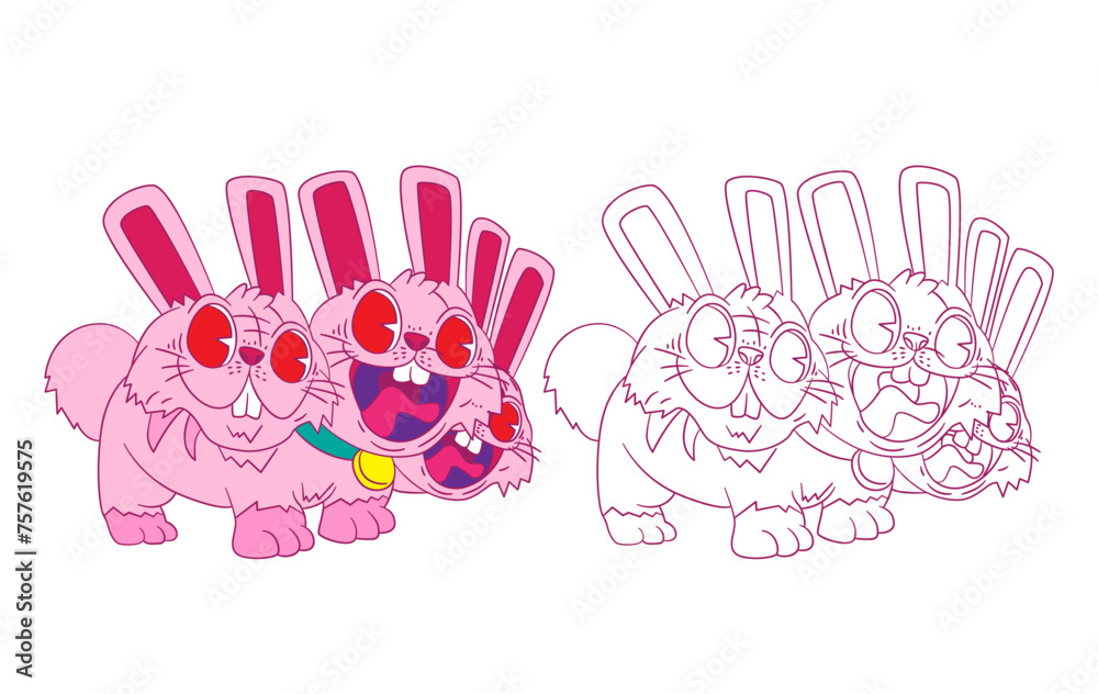 cute animal doodle illustration for coloring page drawing book Stock ...