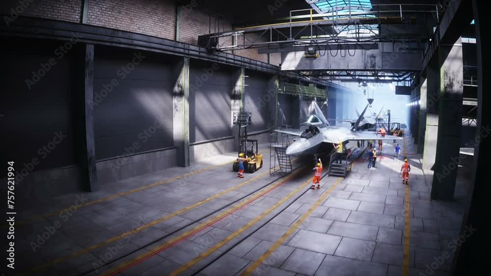 Production of military fighter jet f 22 raptor at the factory. Military ...