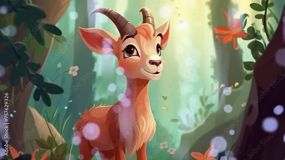 Goat exploring vibrant jungle foliage with curious charm and natural ...