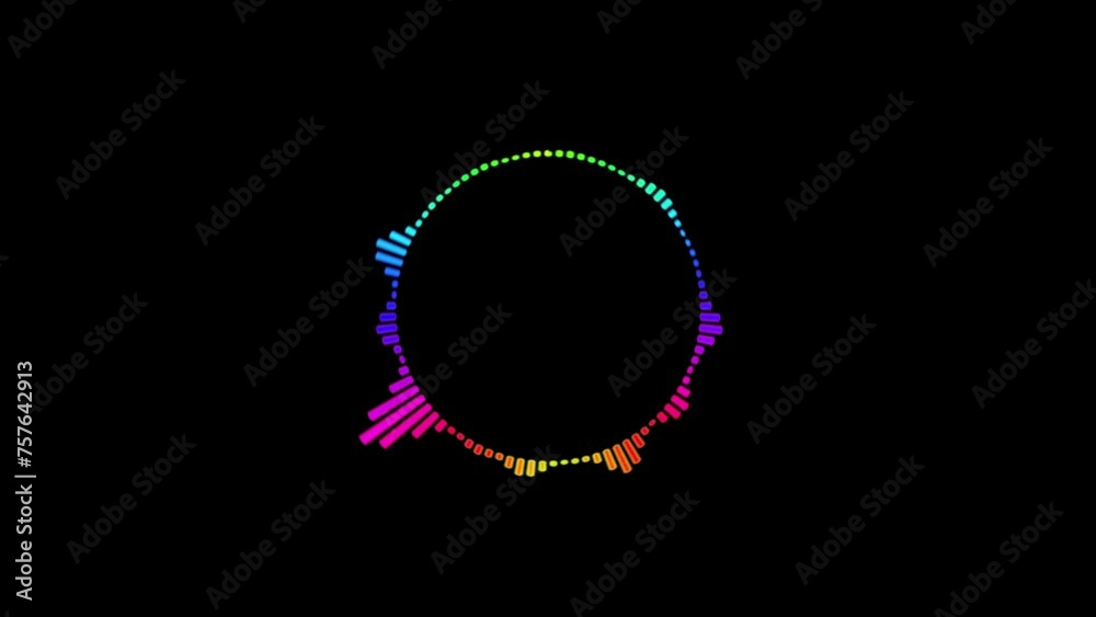Vidéo Stock Round sound wave design on a black background, colorful ...
