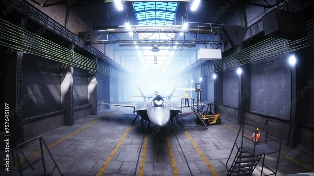 Production of military fighter jet f 22 raptor at the factory. Military ...