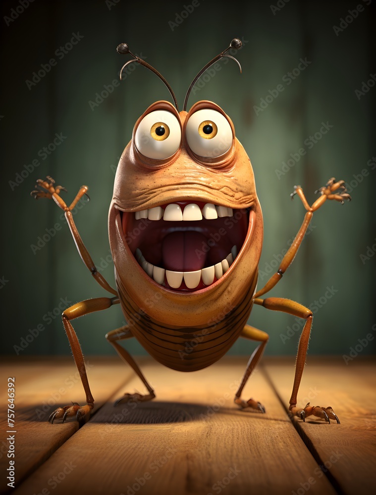 cockroach, cartoon character, cute cartoon cockroach, monster with ...