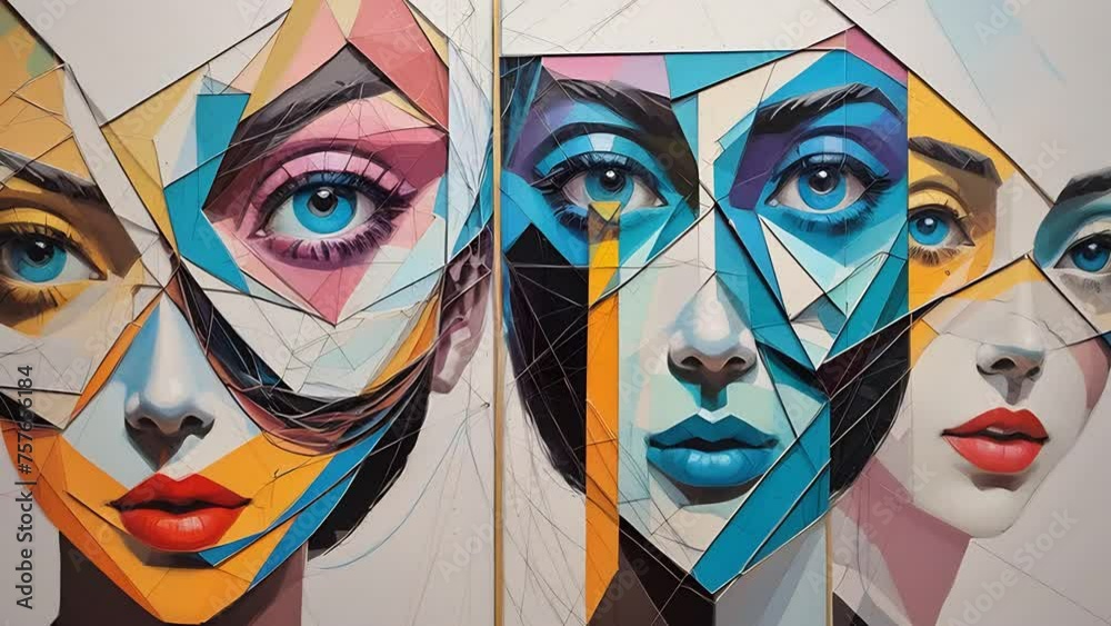 Generative ai motion animation of abstract art faces Stock Video ...
