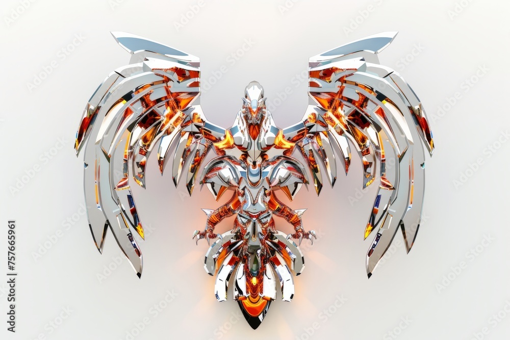 Futuristic cyborg phoenix emblem, rising from the ashes with renewed ...