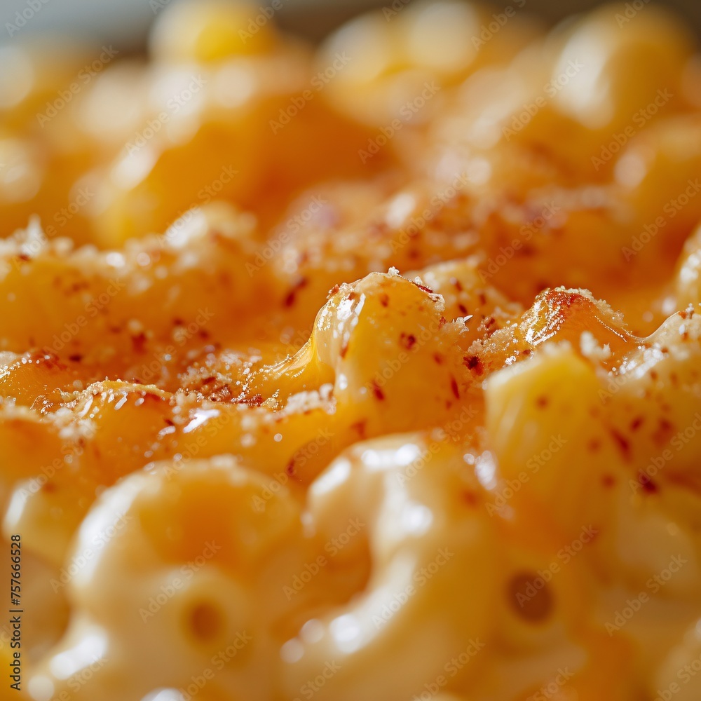 A professional photo captures the creamy, golden layers of mac and ...