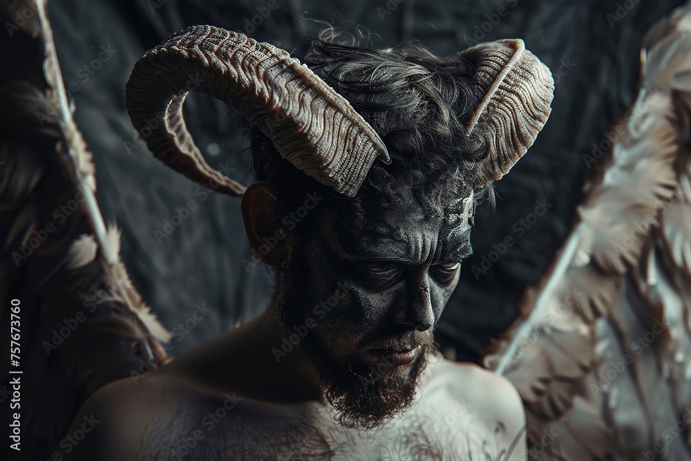 Explore the duality of Satan as a fallen angel in a super realistic ...